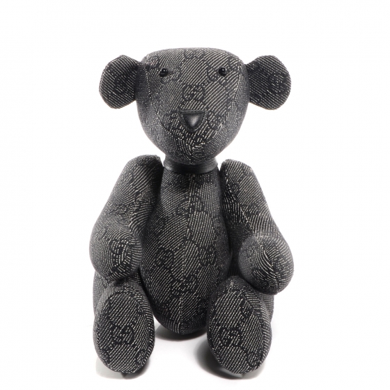 GUCCI Monogram Stuffed Teddy Bear Black 77134 FASHIONPHILE