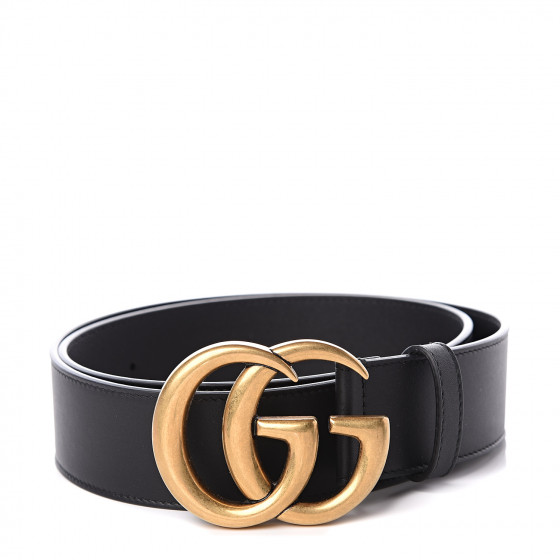 GUCCI Calfskin Double G 40mm Belt 85 34 Black 551207 FASHIONPHILE