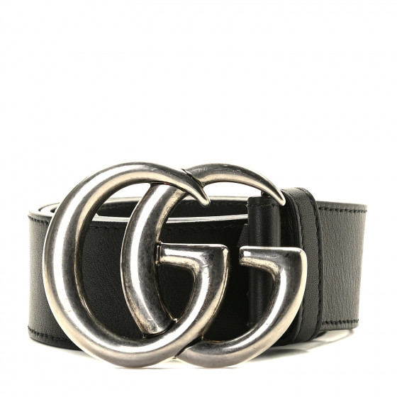GUCCI Calfskin Double G 40mm Belt 85 34 Black 894458 FASHIONPHILE
