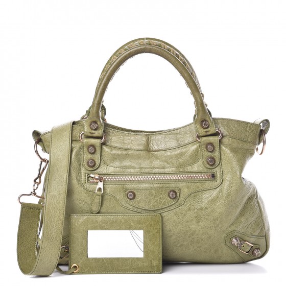 BALENCIAGA Chevre Giant 12 Gold Hardware First Light Olive 335374 ...