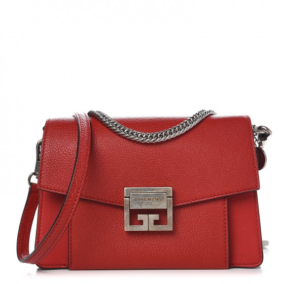 GIVENCHY Goatskin Small GV3 Shoulder Bag Red 337113 | FASHIONPHILE