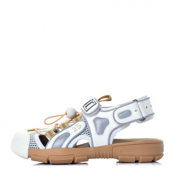 Gucci Mesh Fabric Tinsel Sport Sandals 36 White Silver 743410 Fashionphile