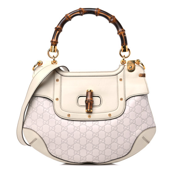 GUCCI Guccissima Peggy Bamboo Top Handle Bag Mystic White 1324179 ...