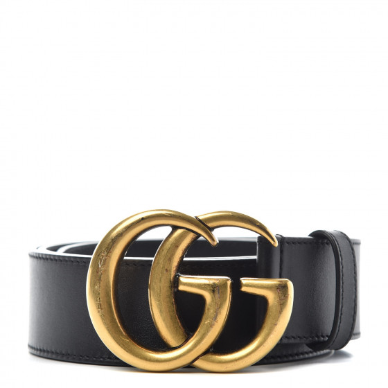 GUCCI Calfskin Double G 40mm Belt 85 34 Black 748421 FASHIONPHILE