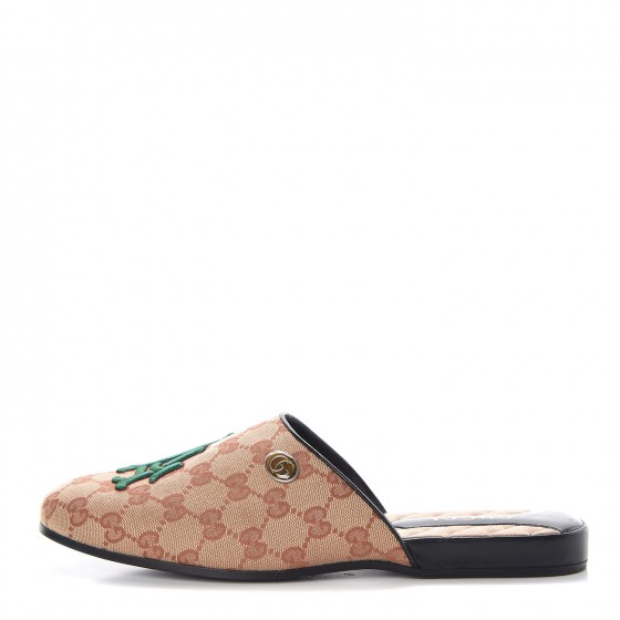 GUCCI X MLB GG Monogram LA Dodgers Embroidered Mens GG Slippers 6 Beige ...