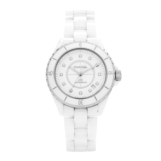 CHANEL Stainless Steel Ceramic Diamond 38mm J12 Automatic Watch White 1664741 | FASHIONPHILE