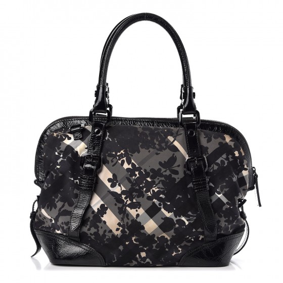 BURBERRY Nylon Beat Check Floral Medium Florence Tote Black 317358 ...