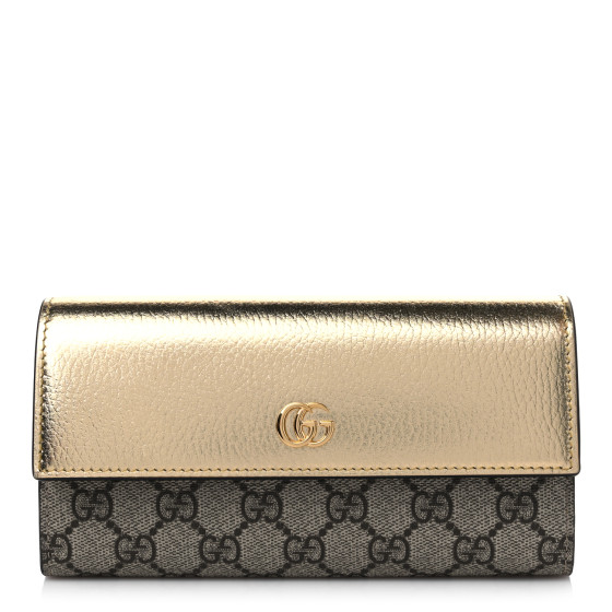 GUCCI Metallic Calfskin GG Supreme Monogram GG Marmont Continental ...
