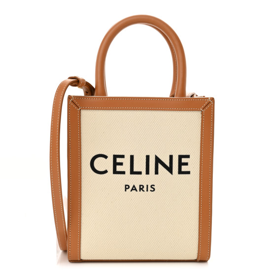 CELINE Canvas Calfskin Mini Vertical Cabas Natural Tan 1643692 ...
